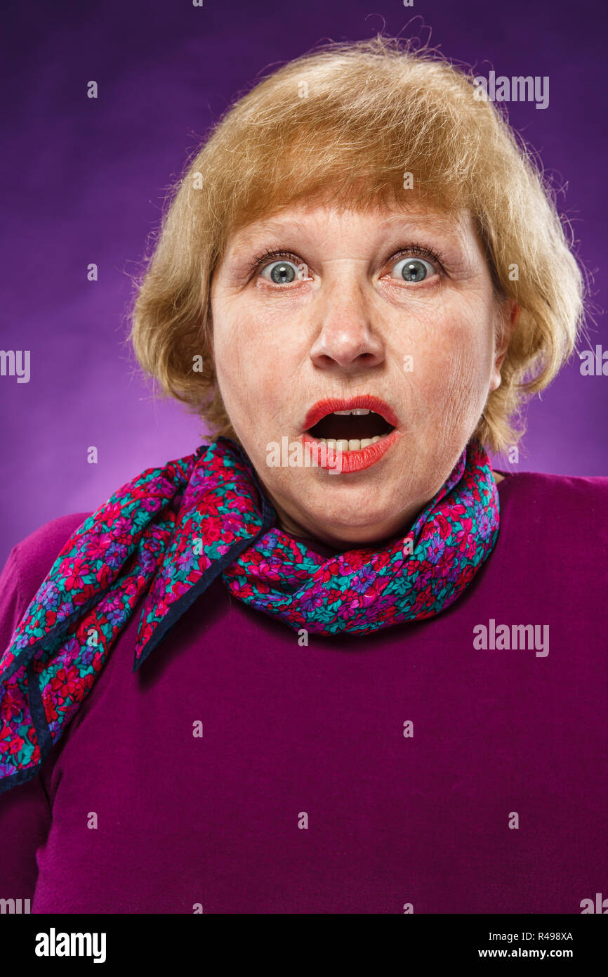 The frightened senior woman Stock Photo - Alamy