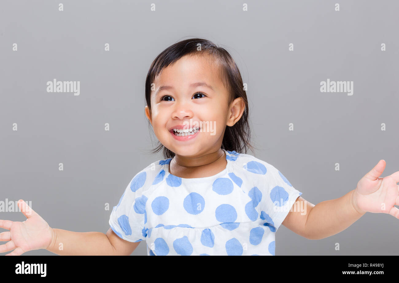 Excited girl clap hand Stock Photo - Alamy