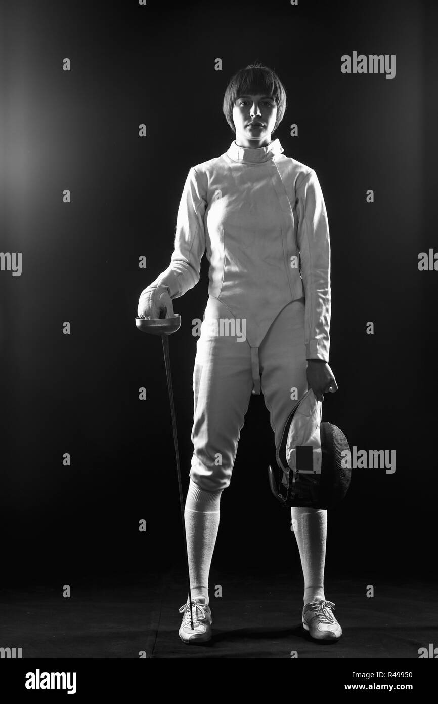 Fencing sport Black and White Stock Photos & Images - Alamy