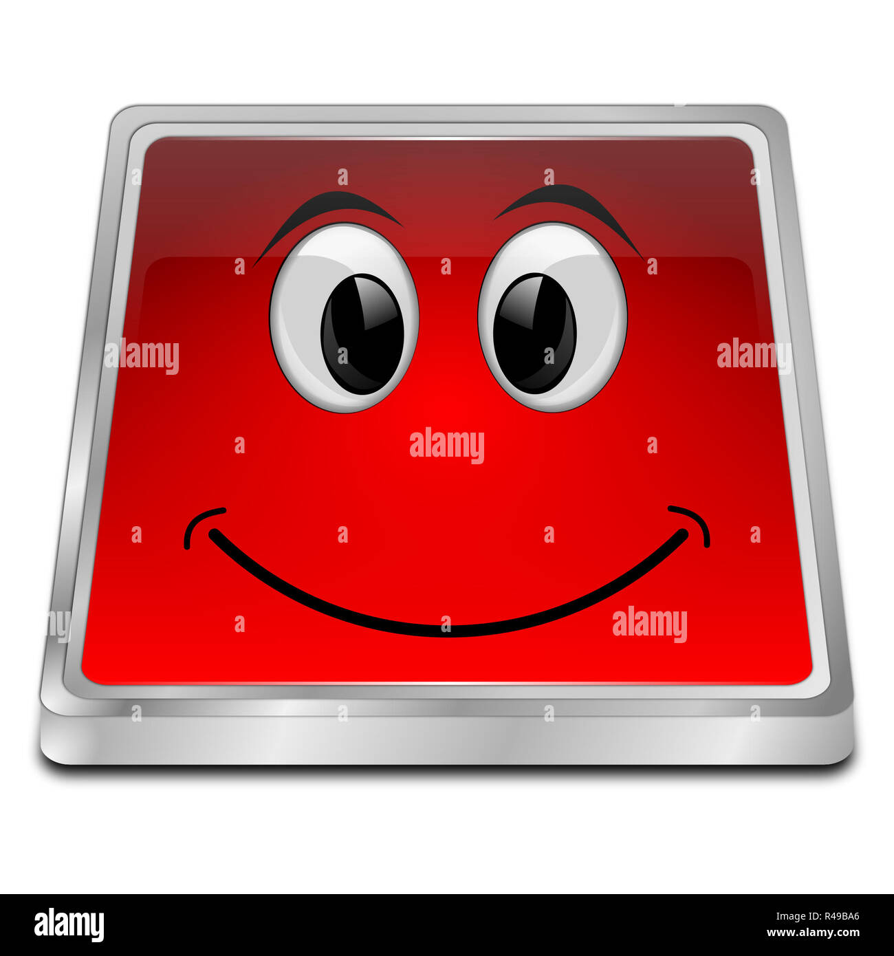 Button with smiling face Stock Photo - Alamy