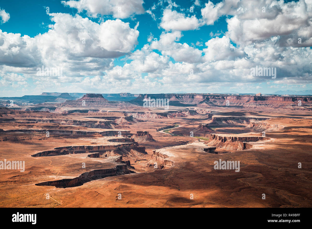 Scenic Green River overlook with dramatic clouds and blue sky on a ...