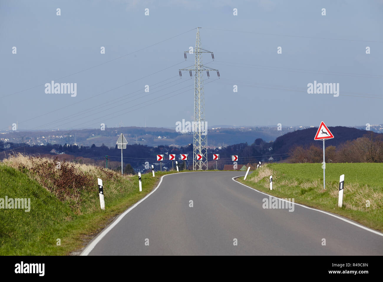 Road - Country road with sharp turn Stock Photo - Alamy