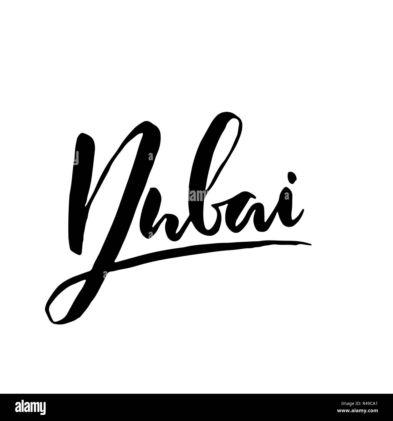 Dubai. Modern brush lettering design. Vector illustration Stock Vector ...