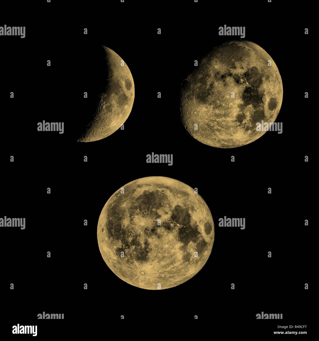 Moon phases sepia Stock Photo - Alamy
