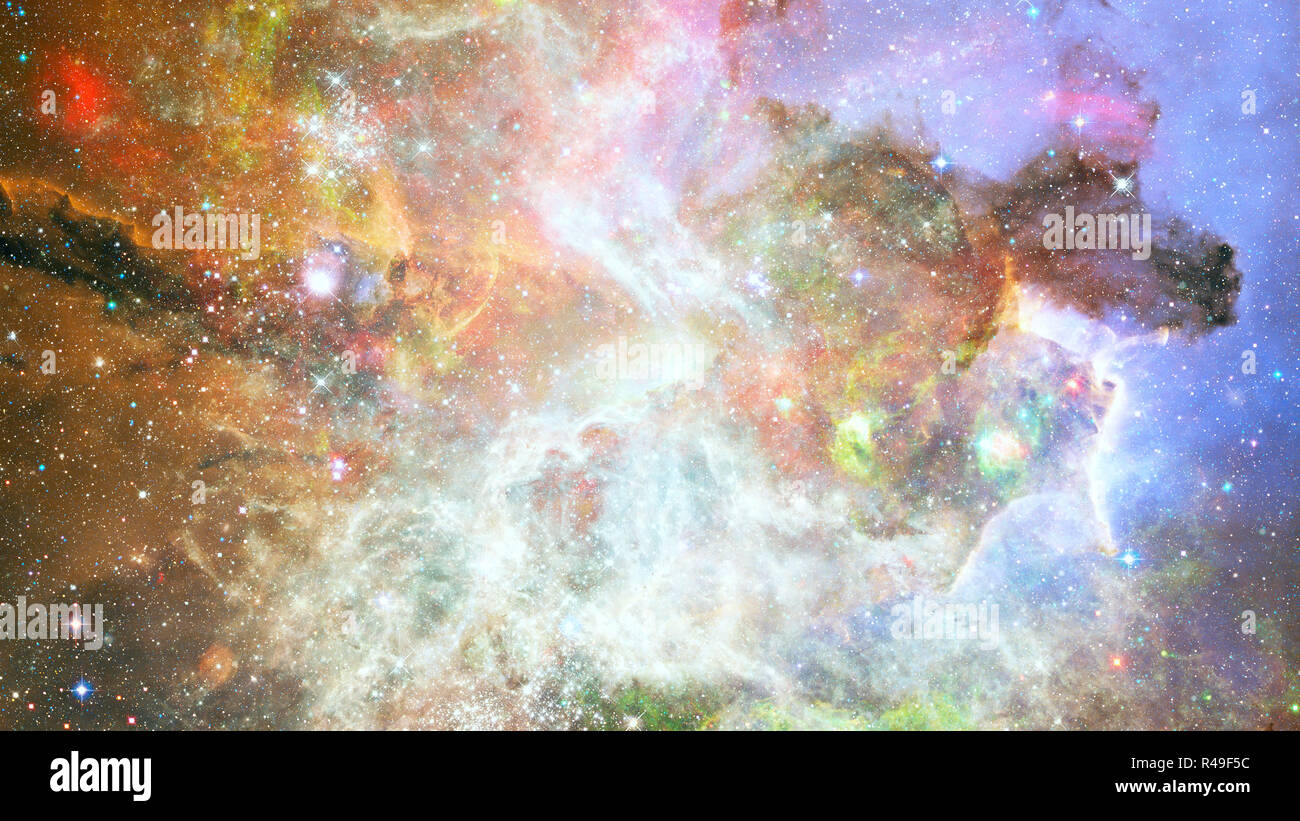 Nebula and stars in deep space, glowing mysterious universe. Elements ...