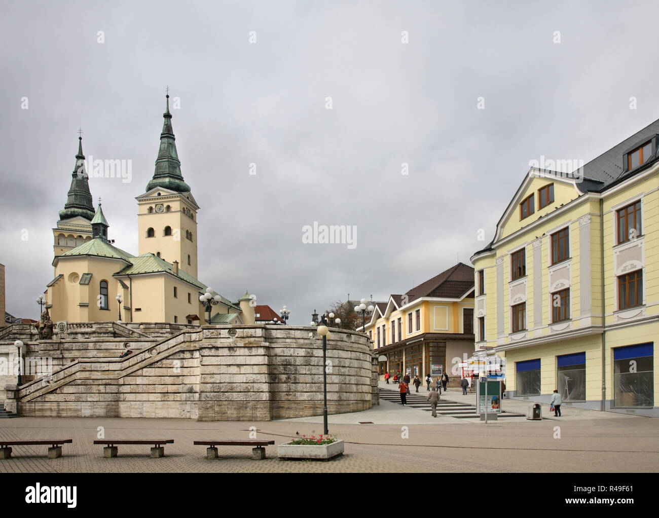 Cathedral of Holy Trinity. Andrej Hlinka square in Zilina. Slovakia ...