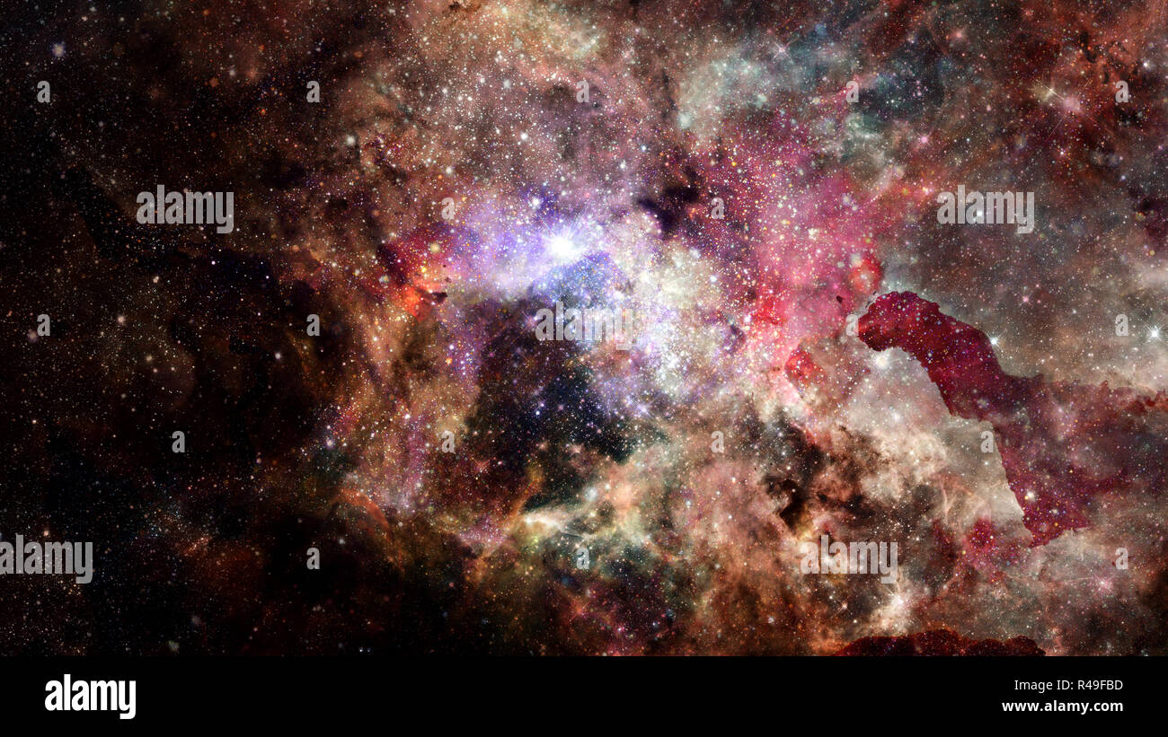 Nebula and galaxies in dark space. Interstellar sky. Elements of this ...