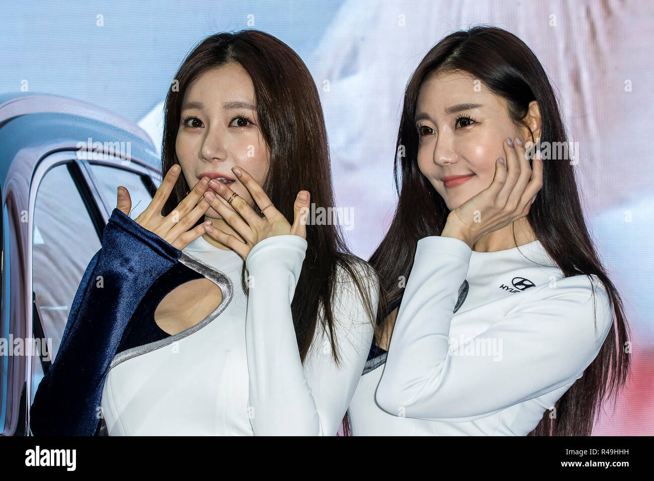 Kuala Lumpur, Malaysia. 25th November, 2018. Korean car show models at ...