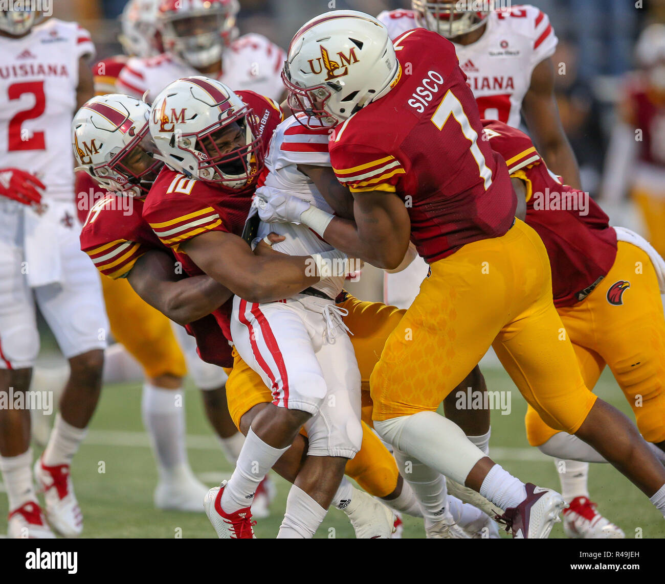 Monroe, Louisiana, USA. 24th Nov, 2018. ULM's Traveion Webster #10 ...