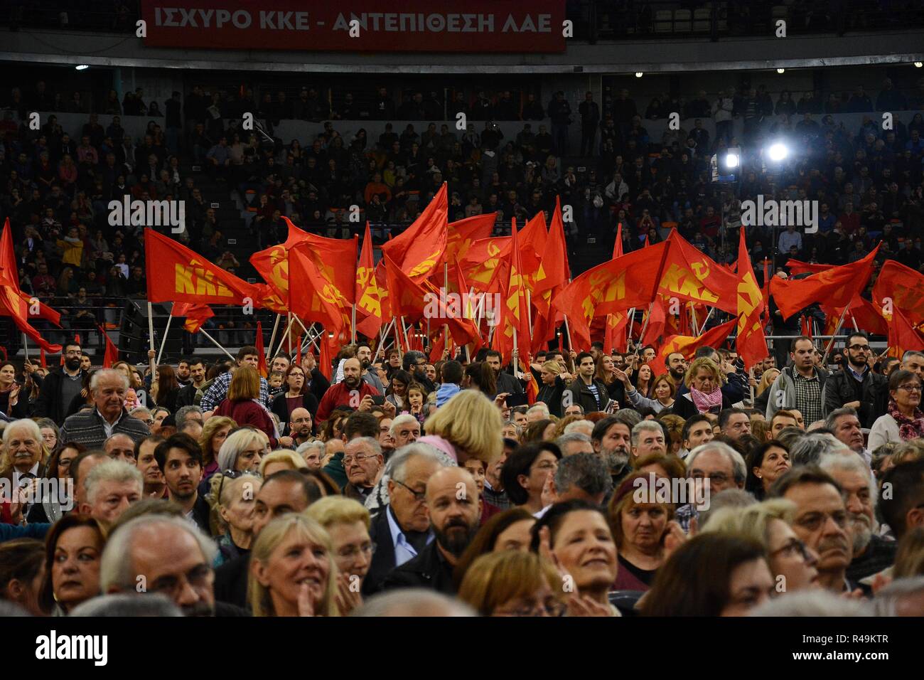 Supporters of the Communist Party seen with flags during the 100 year ...