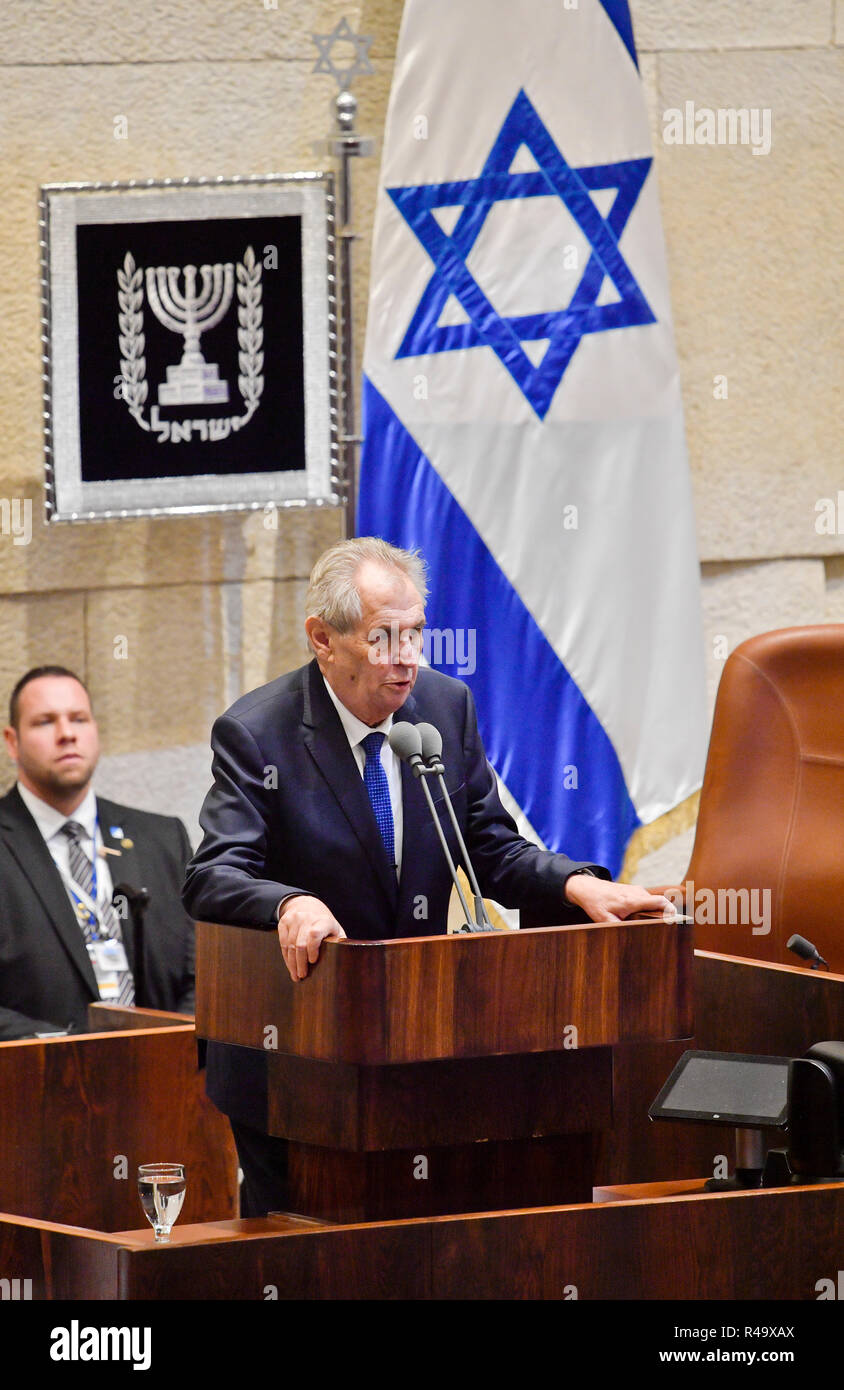 Czech Republic's President Milos Zeman speaks in the Knesset, the ...