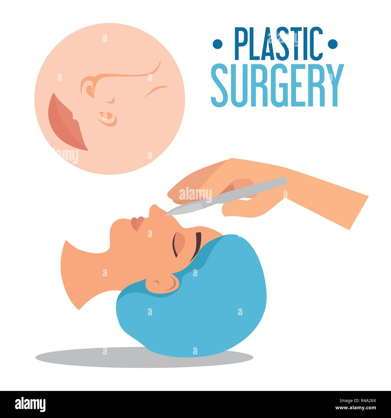 surgeon hands with woman plastic surgery process vector illustration ...