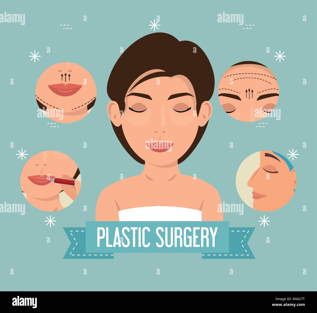 woman plastic surgery process vector illustration design Stock Vector ...