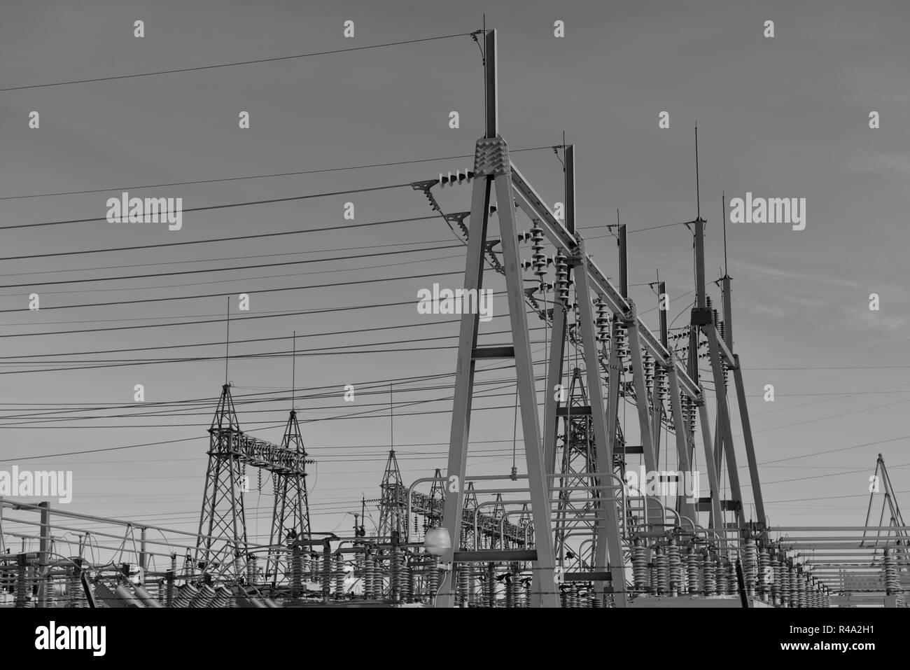 Electrical grid infrastructure, high voltage substation metal structure ...
