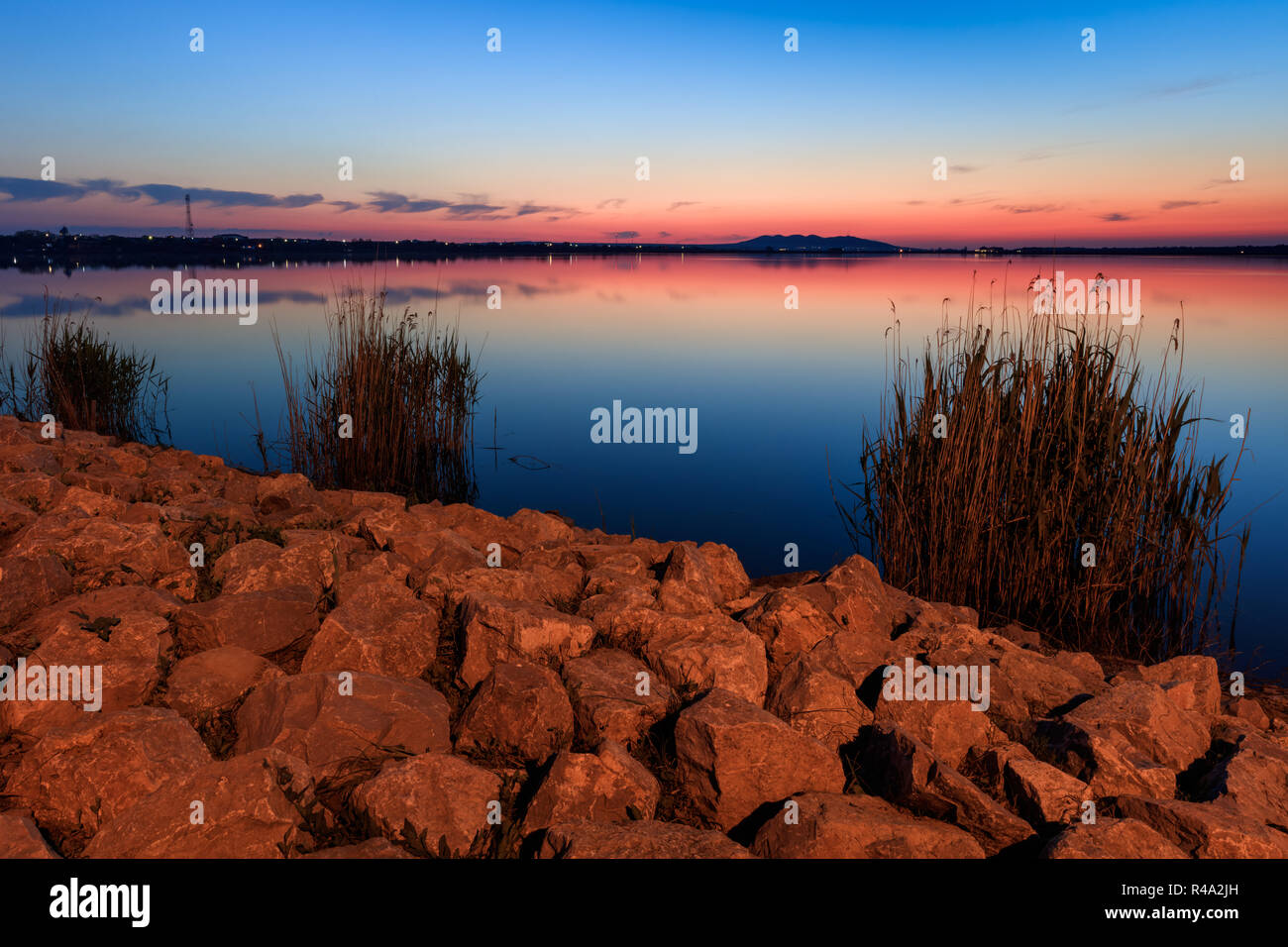 sunet over lake Stock Photo - Alamy