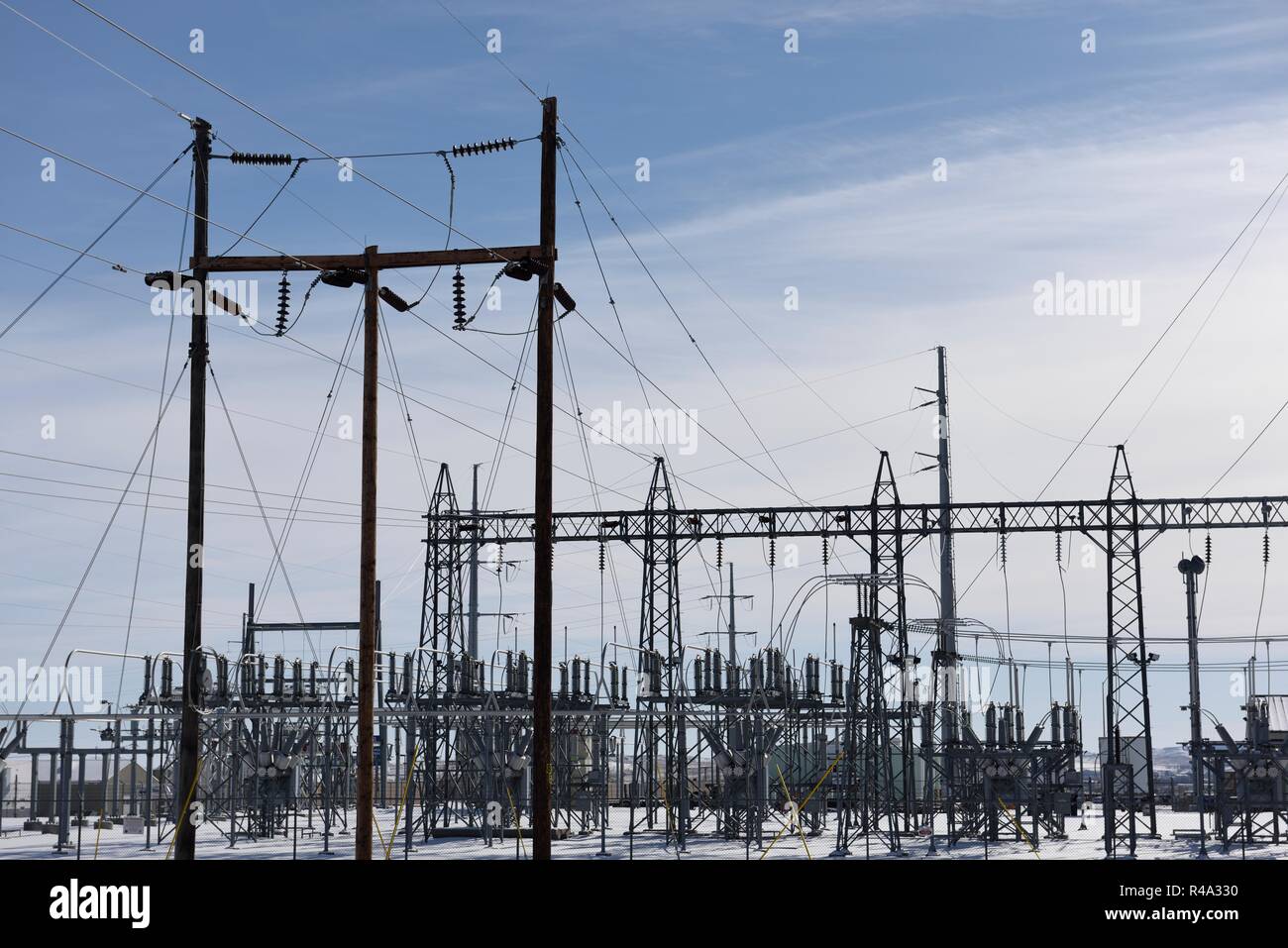Electrical grid infrastructure, high voltage substation metal structure ...