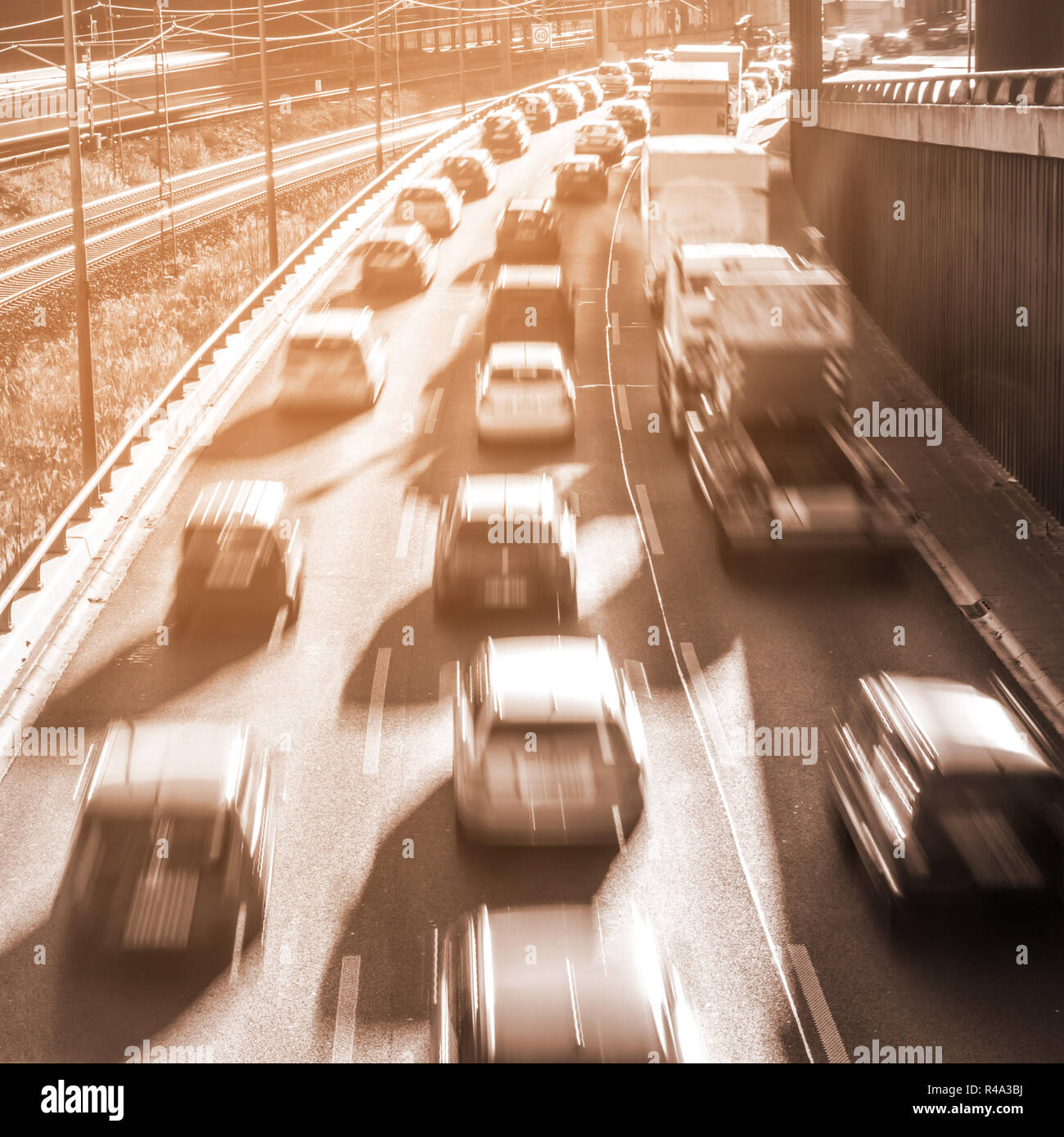 commuter traffic on highway Stock Photo - Alamy