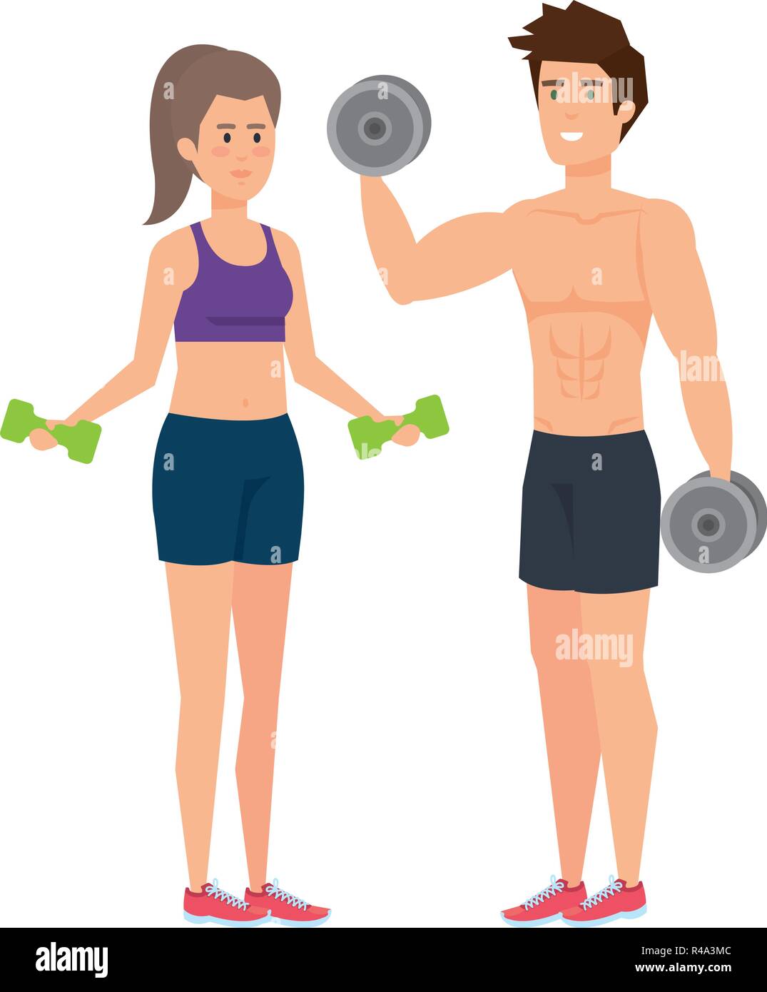 strong couple lifting weight vector illustration design Stock Vector ...