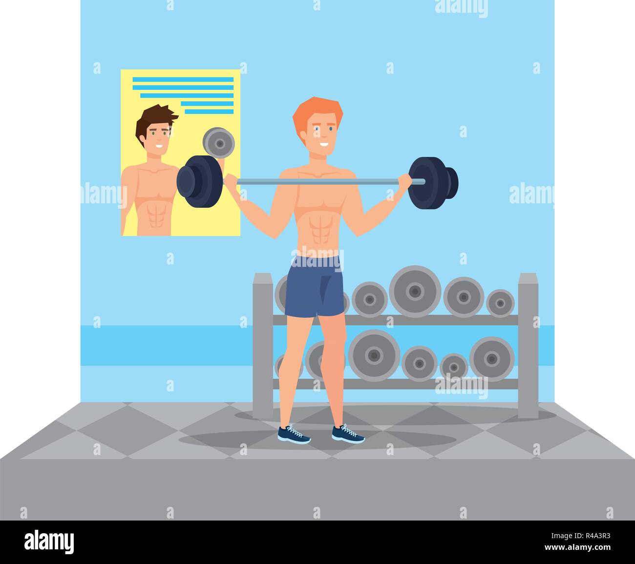 strong man lifting weight vector illustration design Stock Vector Image ...