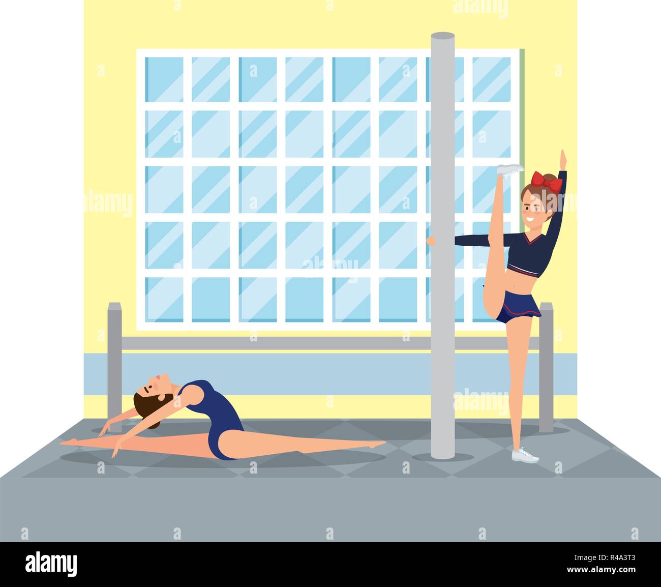 girls practicing exercice in the gym vector illustration design Stock ...