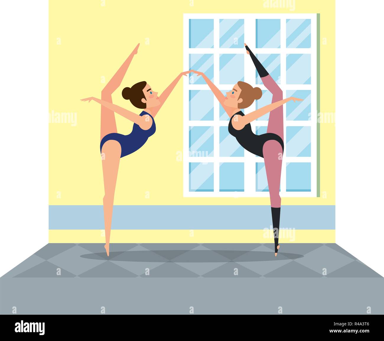 girls practicing exercice in the gym vector illustration design Stock ...