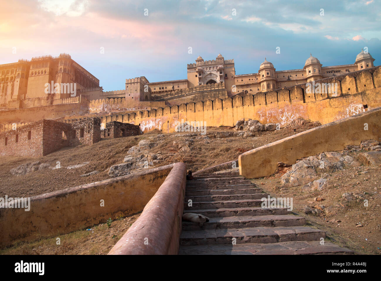 Amber Fort or Amer - fortified residence of Raja . Black goat Stock ...