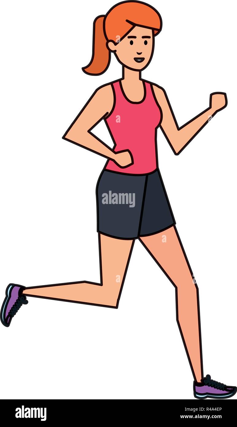 athletic woman running character vector illustration design Stock ...