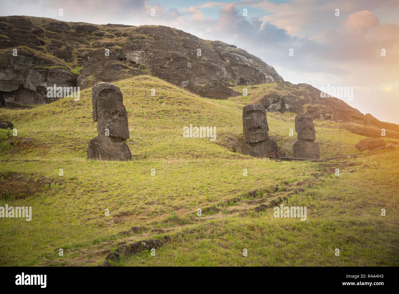 Moais at Ahu Tongariki (Easter island, Chile Stock Photo - Alamy