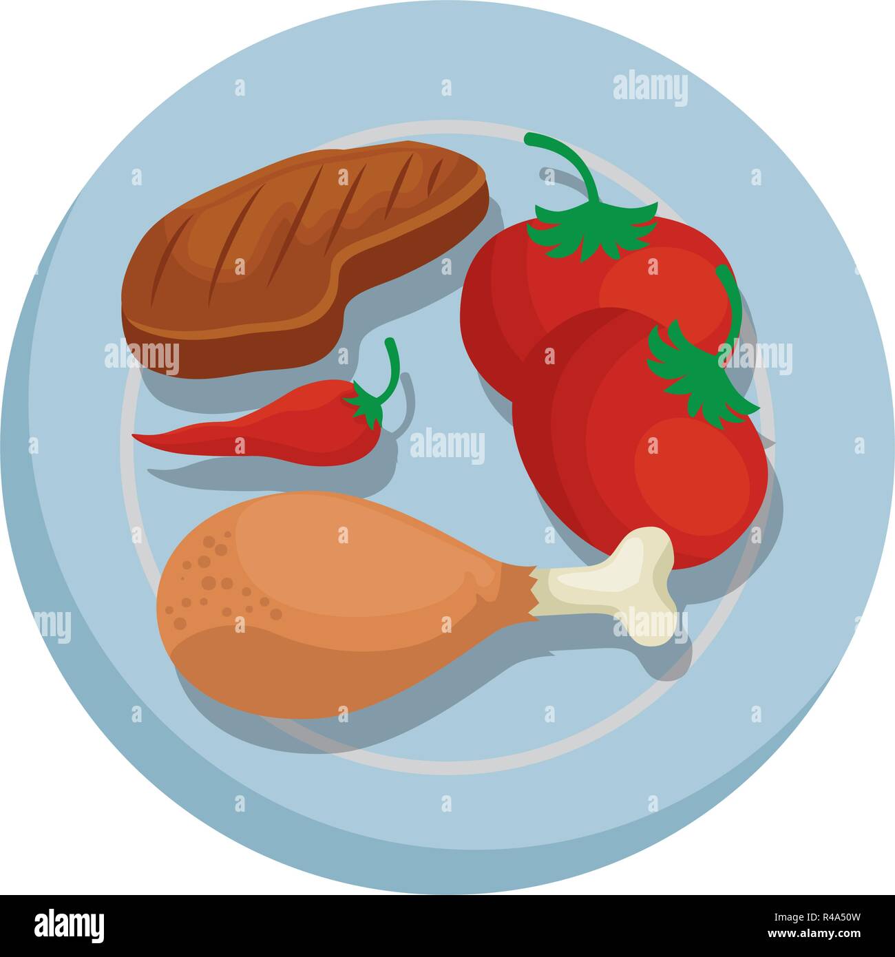 dish with chicken thighs and food vector illustration design Stock ...