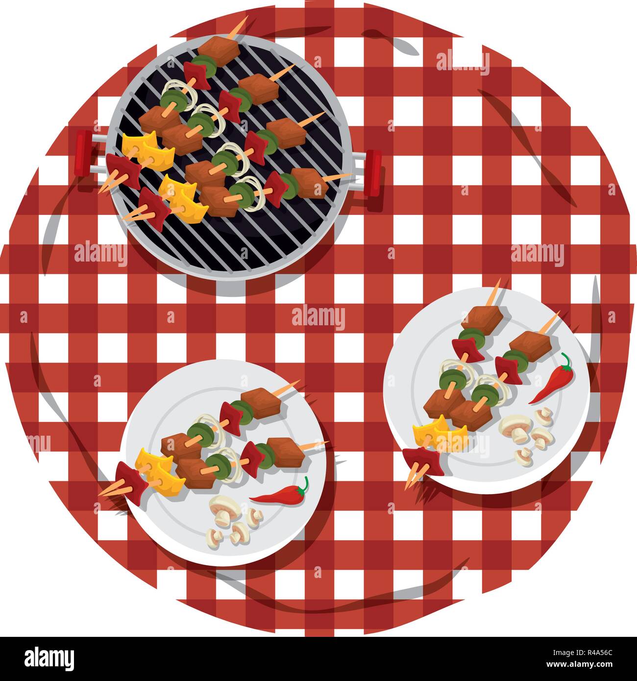 picnic table with delicious food vector illustration design Stock ...