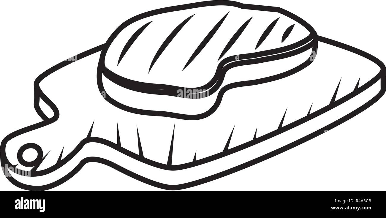 meat beef in wooden board vector illustration design Stock Vector Image ...
