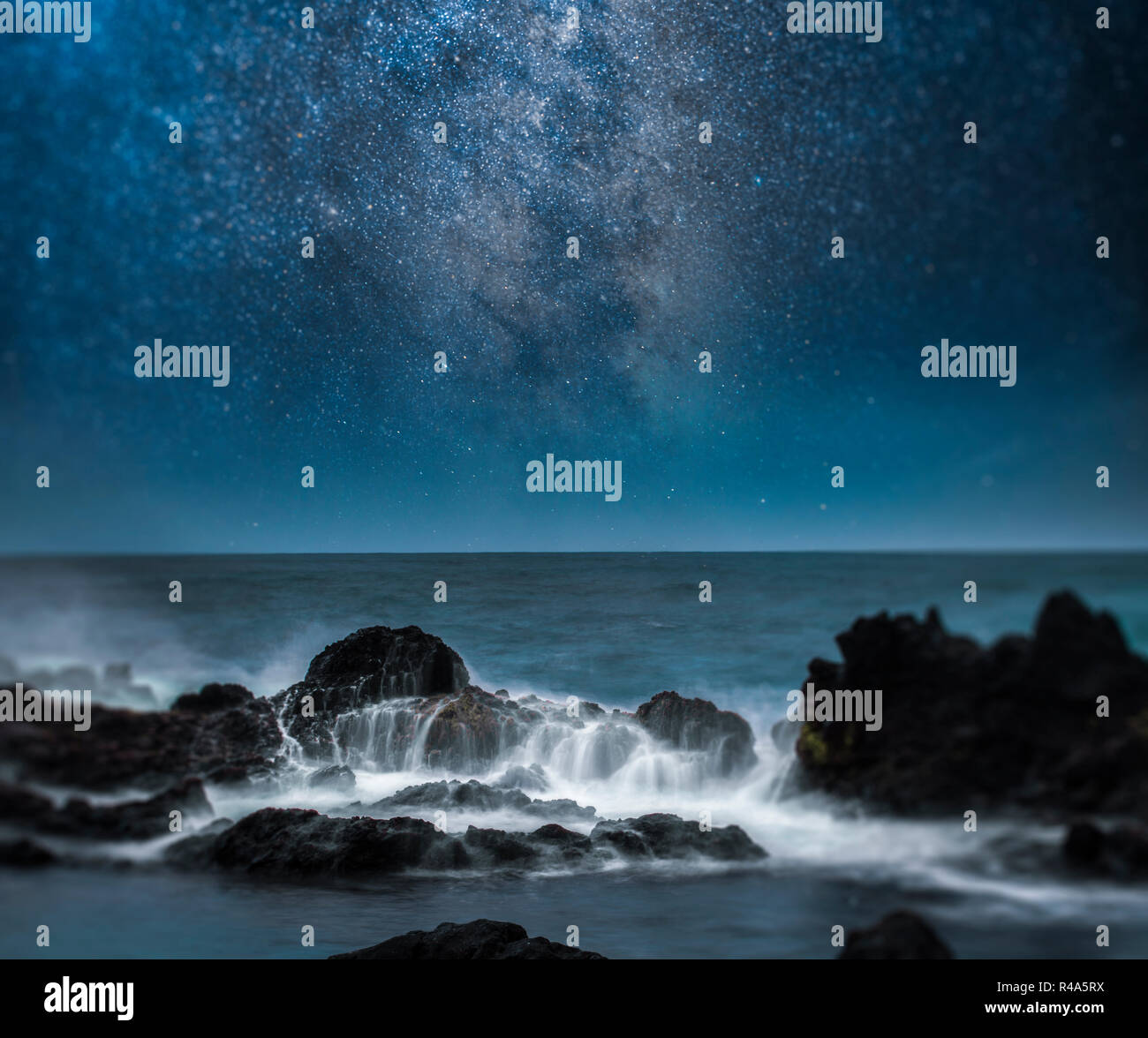 Starry Night Sky Over Ocean