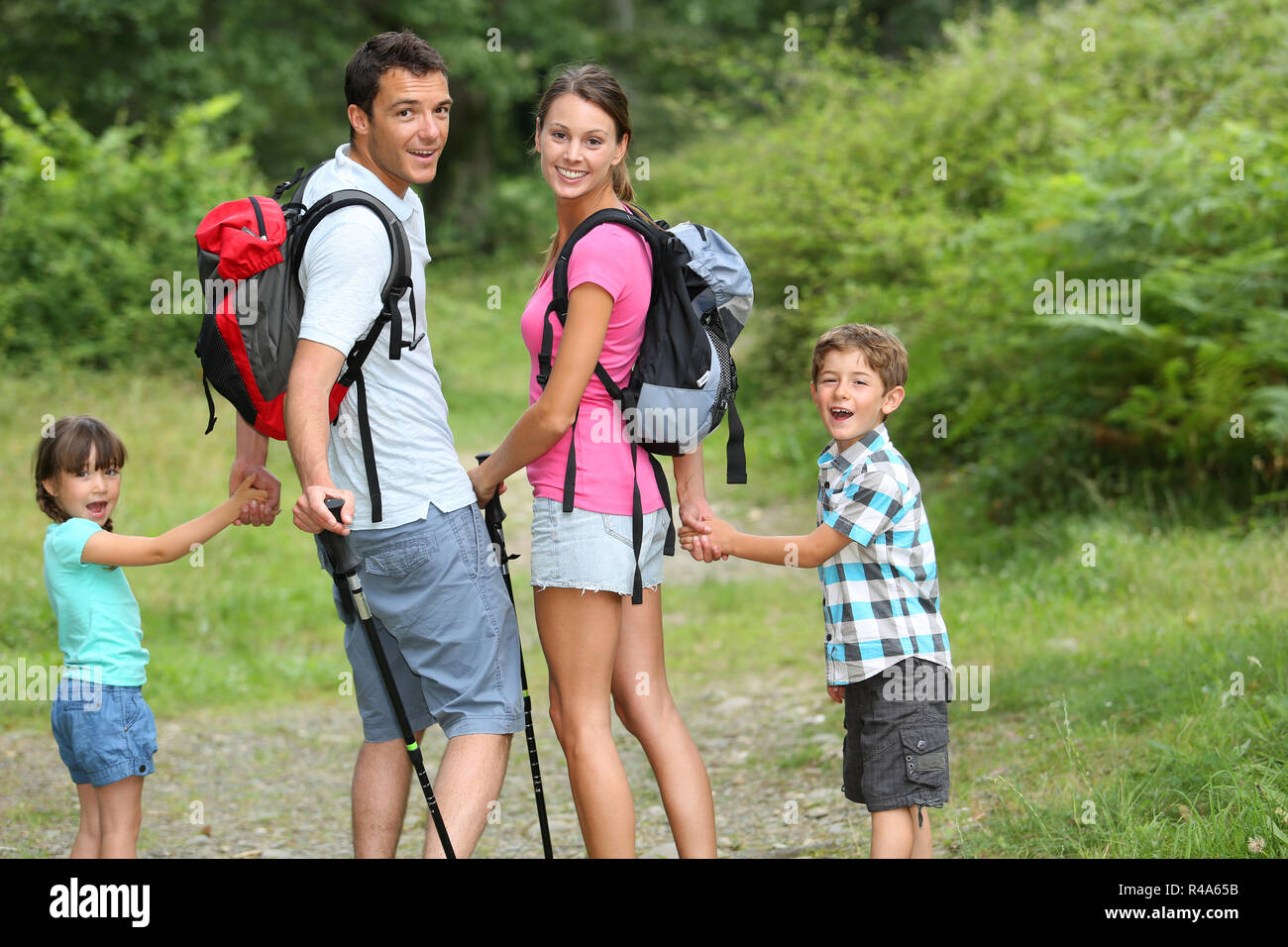 Family on a trekking day in countryside Stock Photo - Alamy