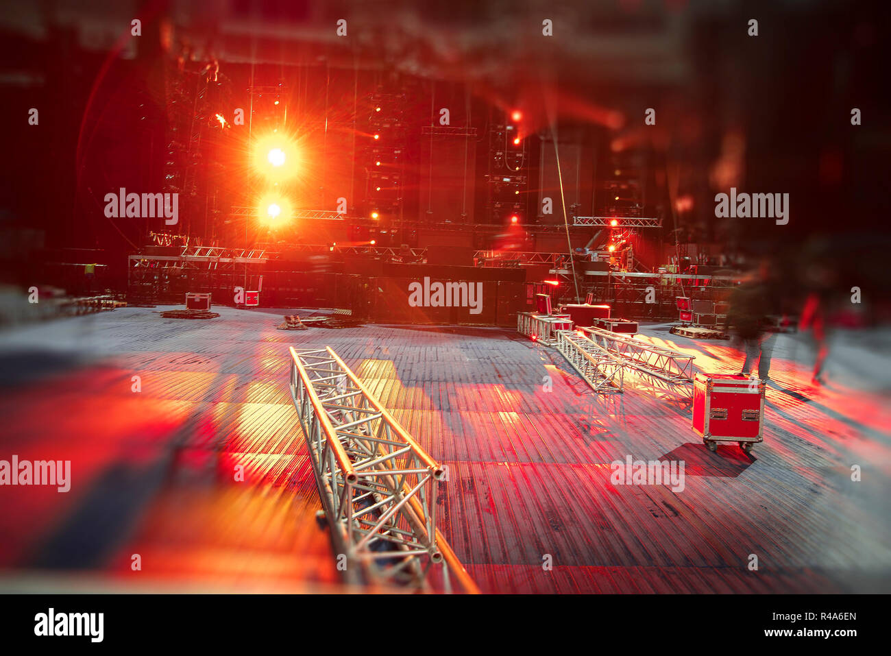 Preparing the stage for a concert in the open air Stock Photo - Alamy