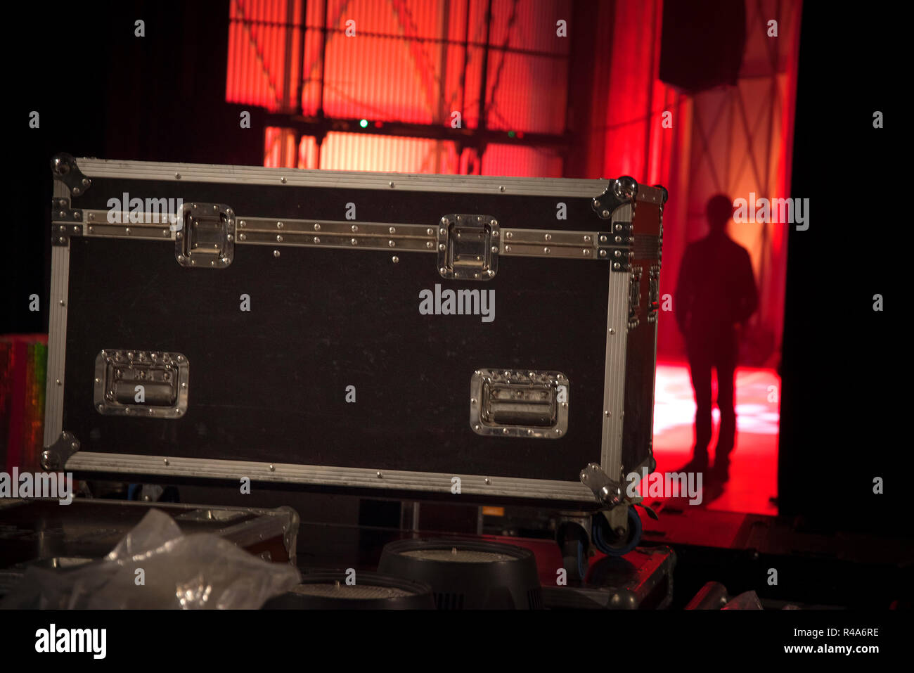 Preparing the stage for a concert in the open air Stock Photo - Alamy