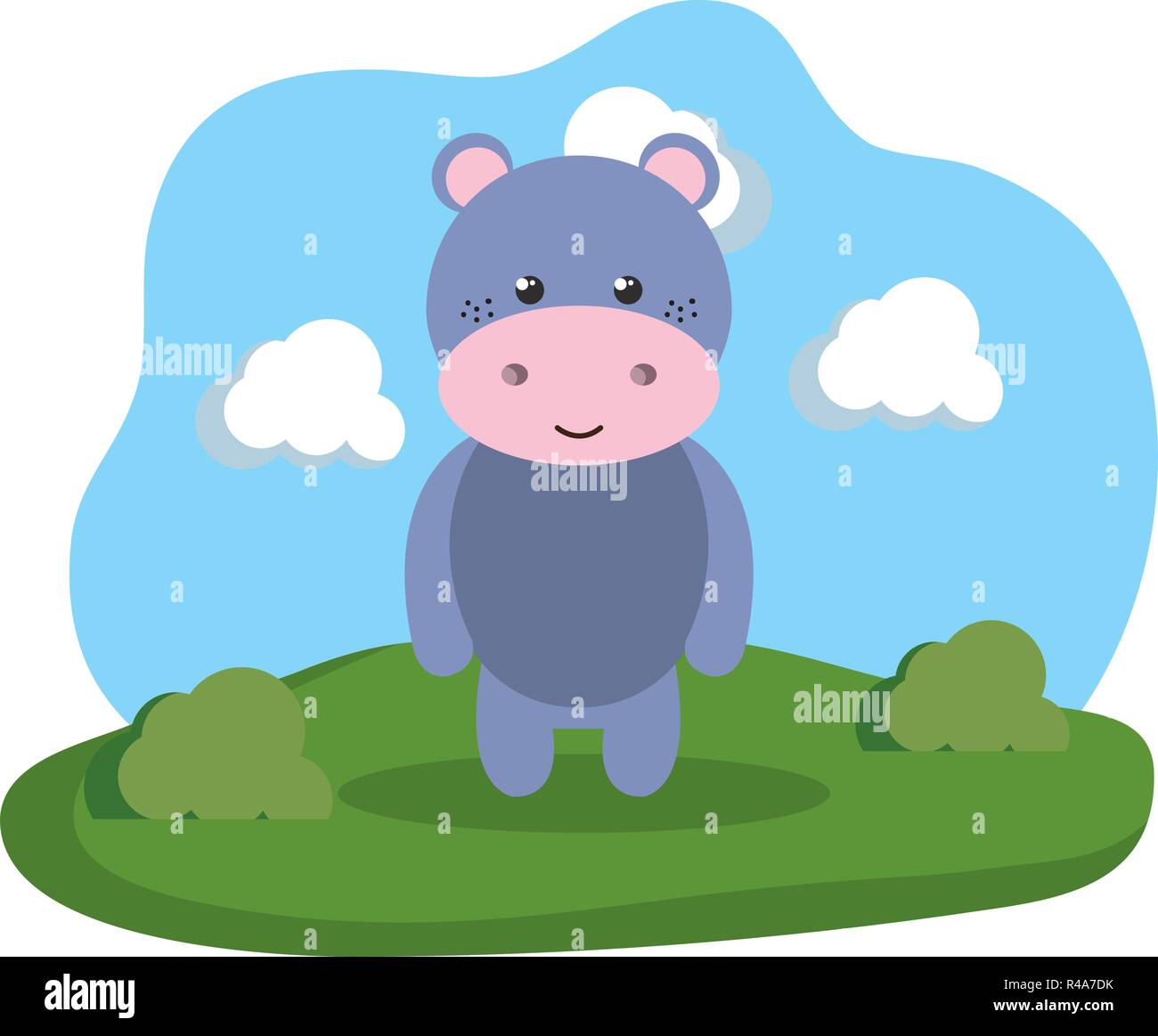 cute hippo in the camp vector illustration design Stock Vector Image ...