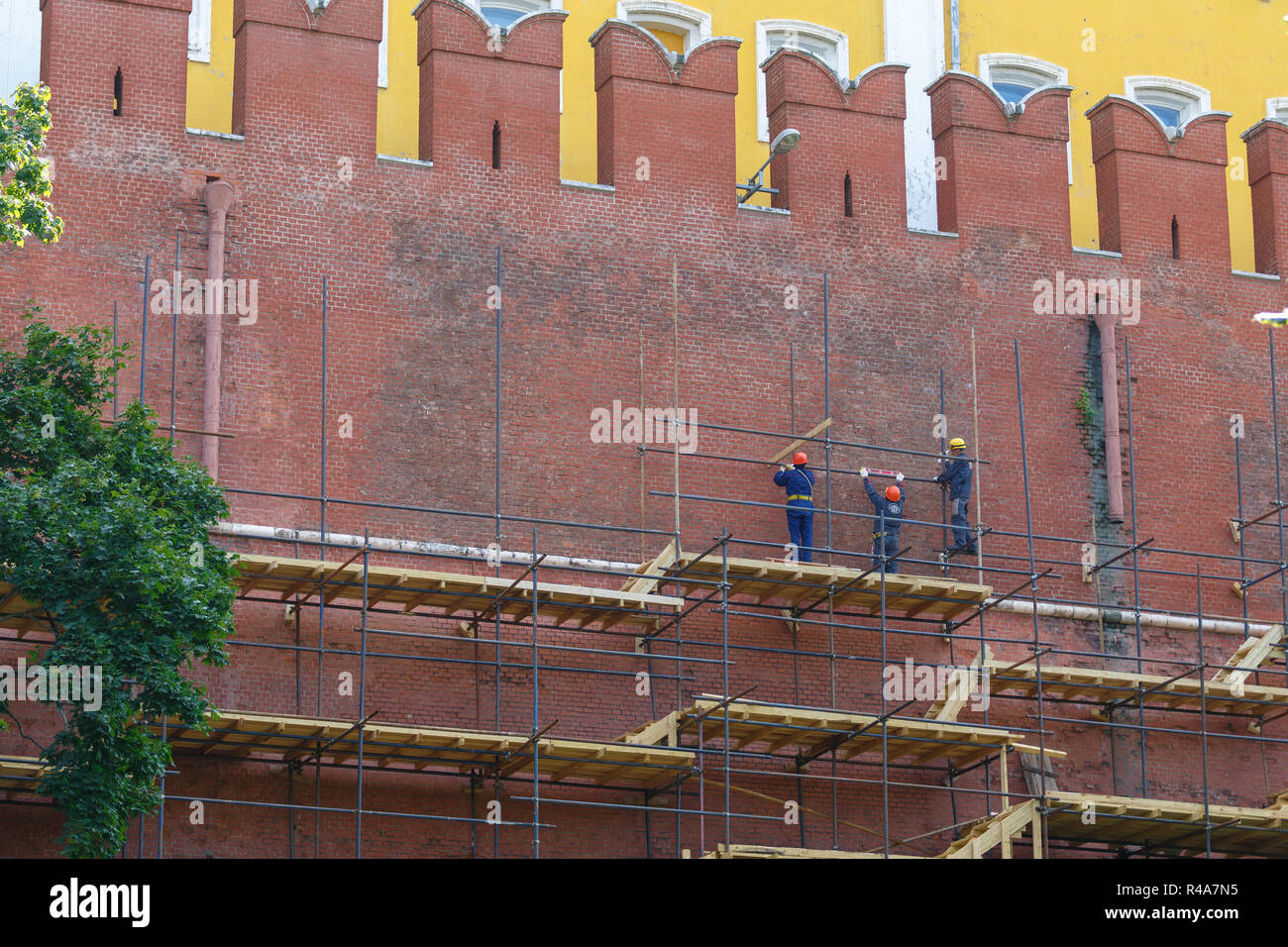 Red scaffold building site construction assembly hi-res stock ...