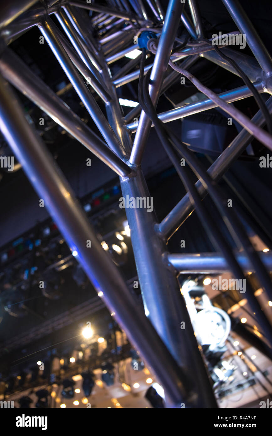 Preparing the stage for a concert in the open air Stock Photo - Alamy