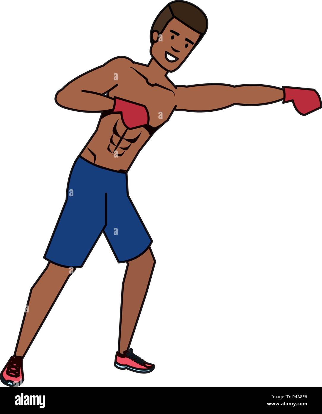 man practicing boxing character vector illustration design Stock Vector ...