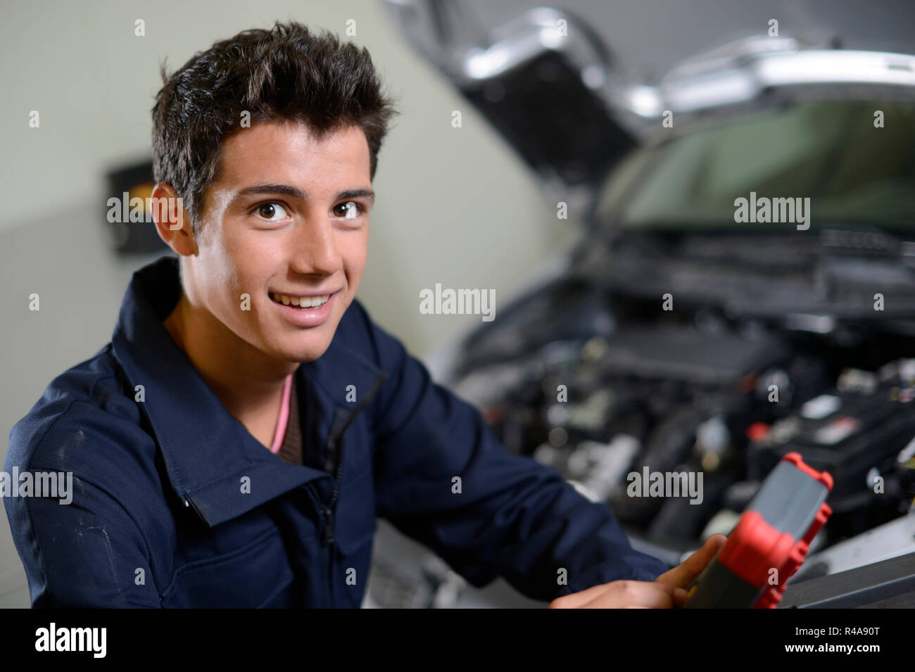 Portrait of student in auto mechanics Stock Photo - Alamy