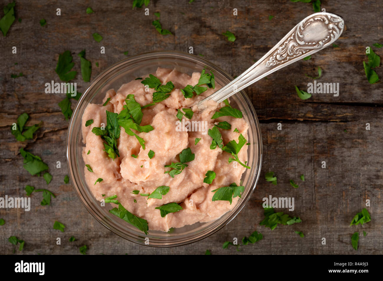 Vegetable pate made from mushrooms and other vegetables in bowl with ...