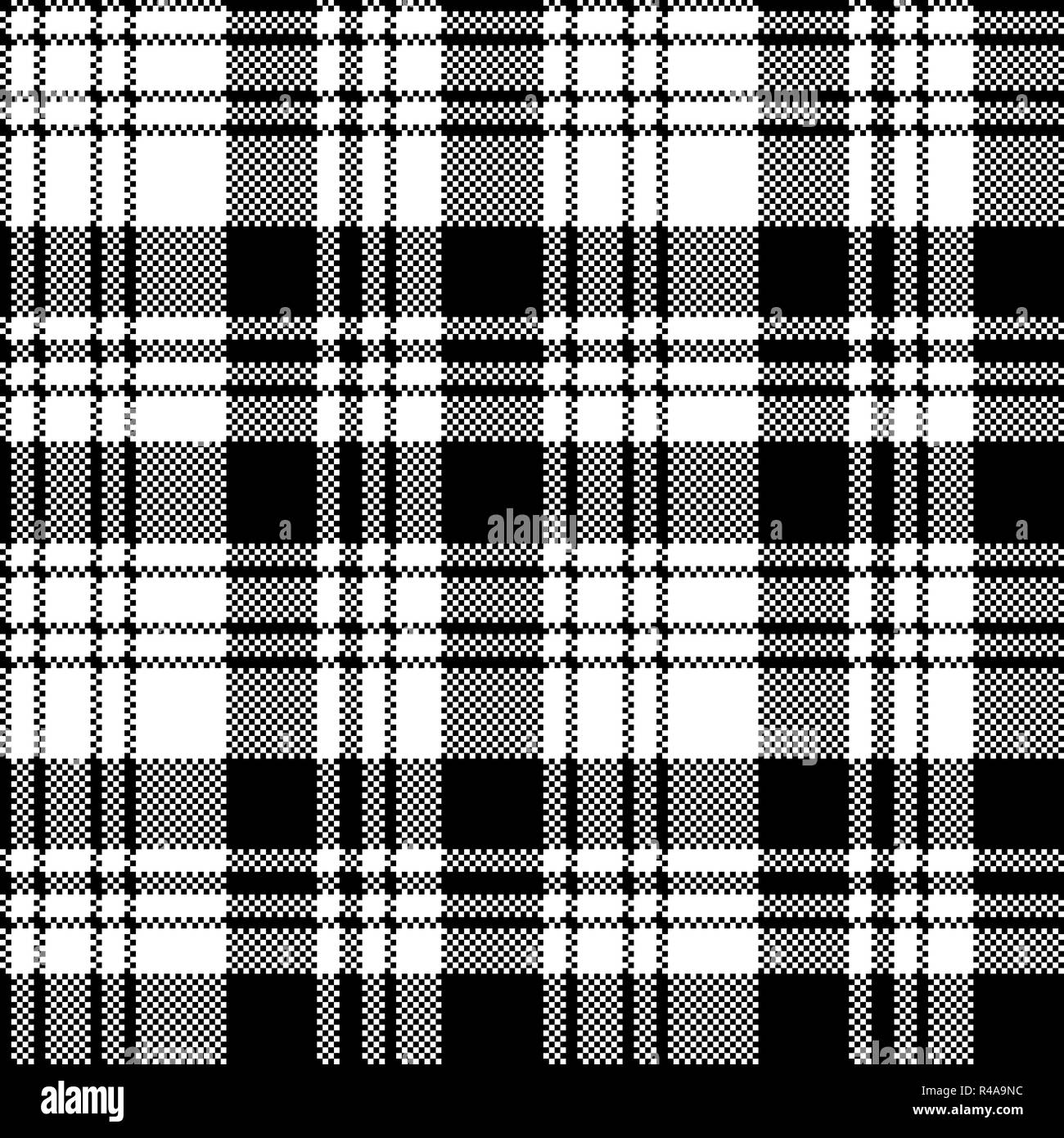 Pixel black white plaid seamless pattern. Vector illustration Stock ...