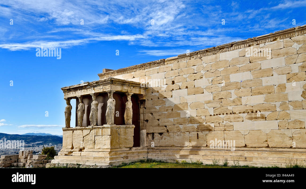Classic era antiquities on the monument of the Acropolis in Athens ...