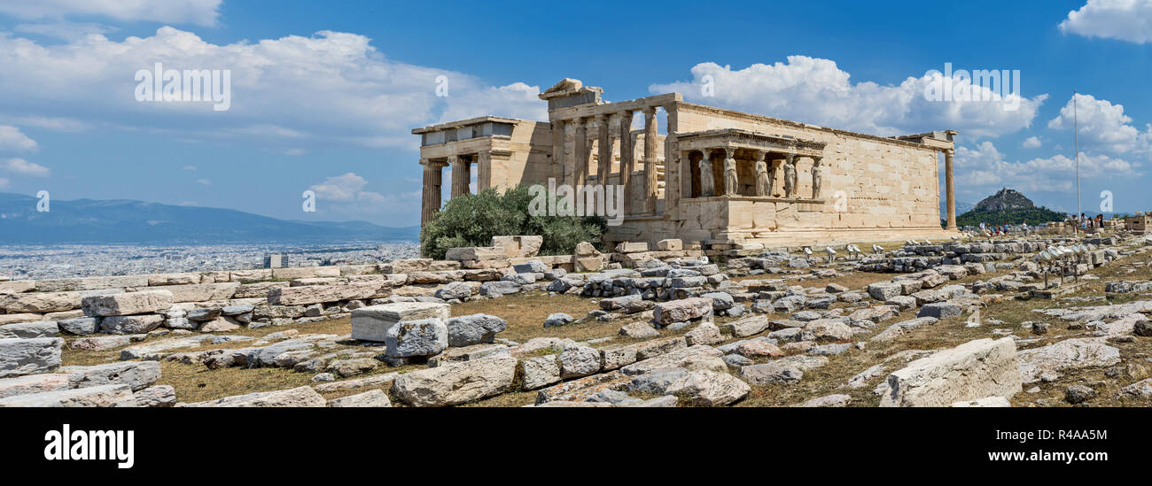 Classic era antiquities on the monument of the Acropolis in Athens ...