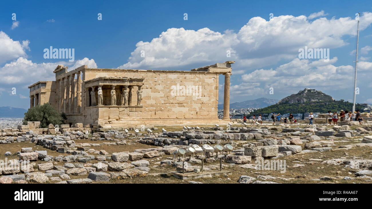 Classic era antiquities on the monument of the Acropolis in Athens ...