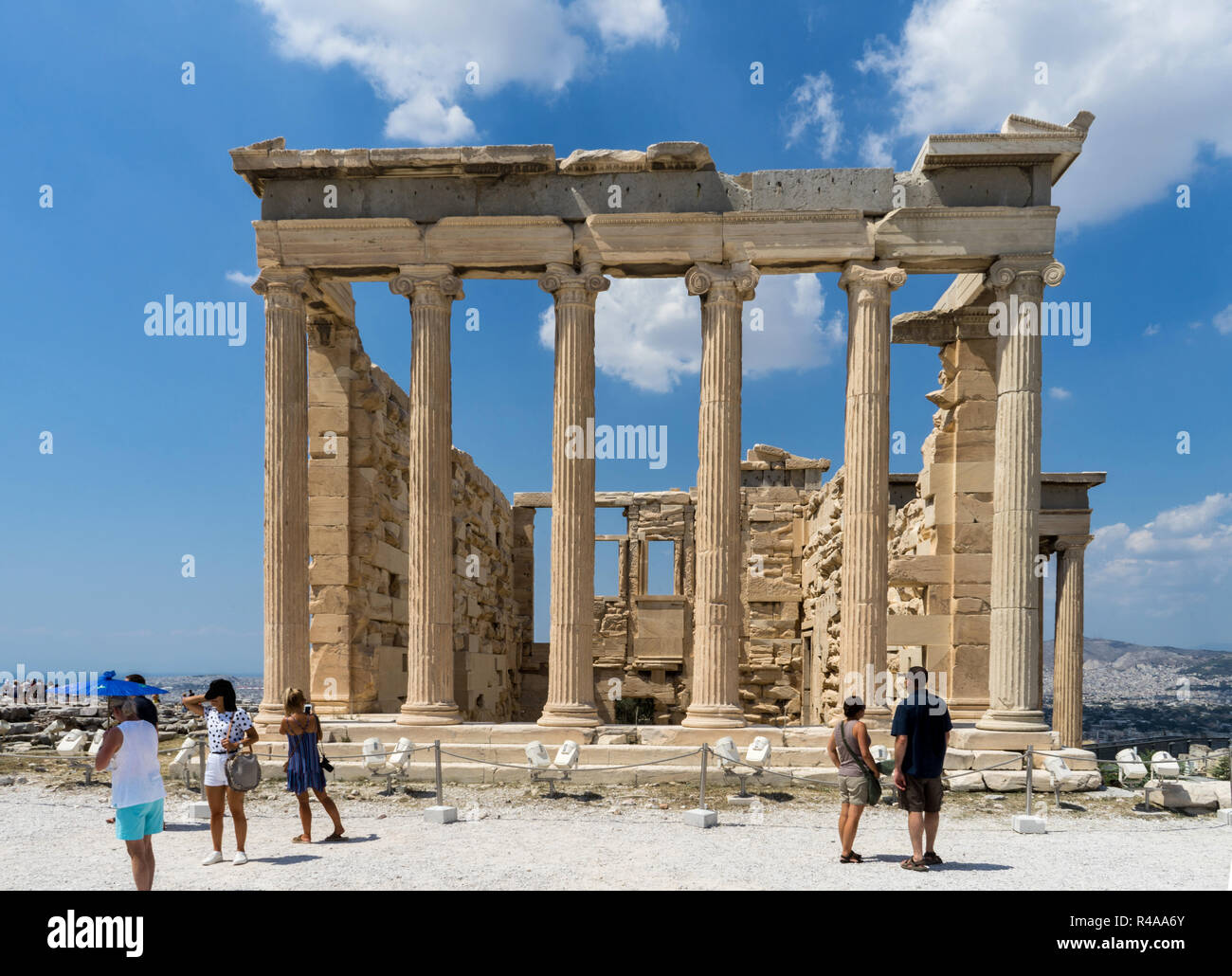 Classic era antiquities on the monument of the Acropolis in Athens ...