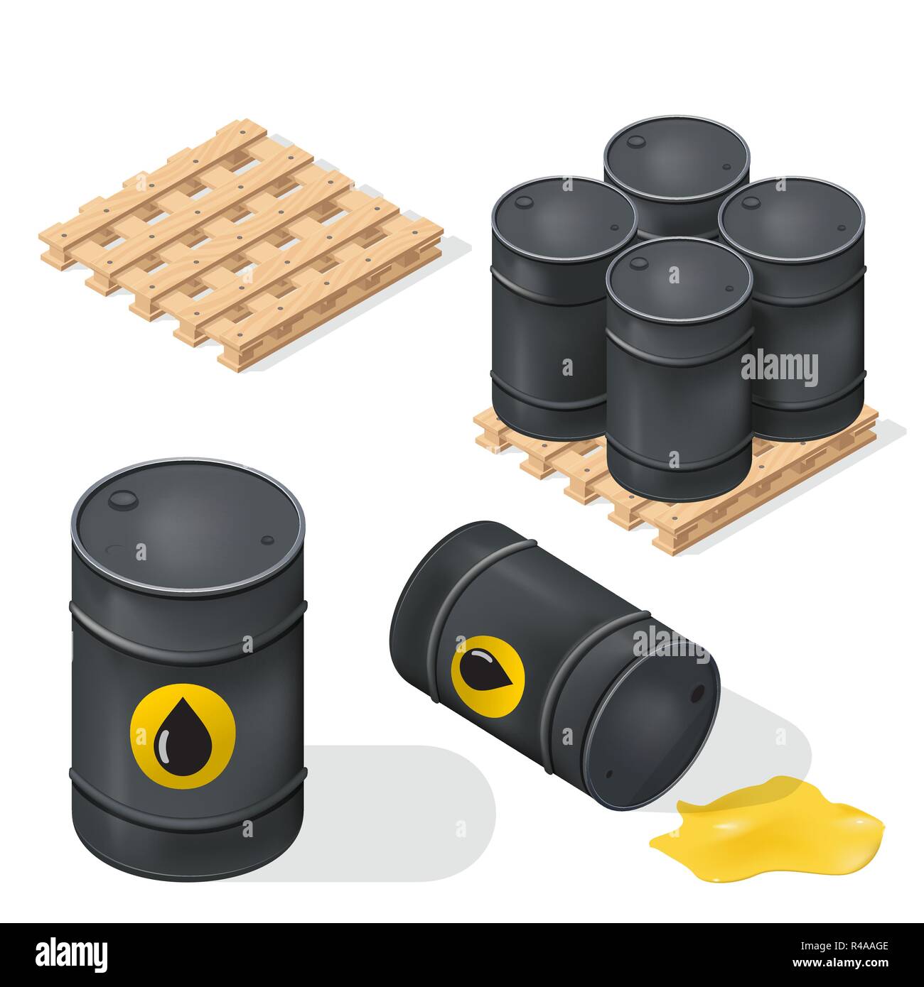 Isometric Oil Barrels Stock Vector Image & Art - Alamy