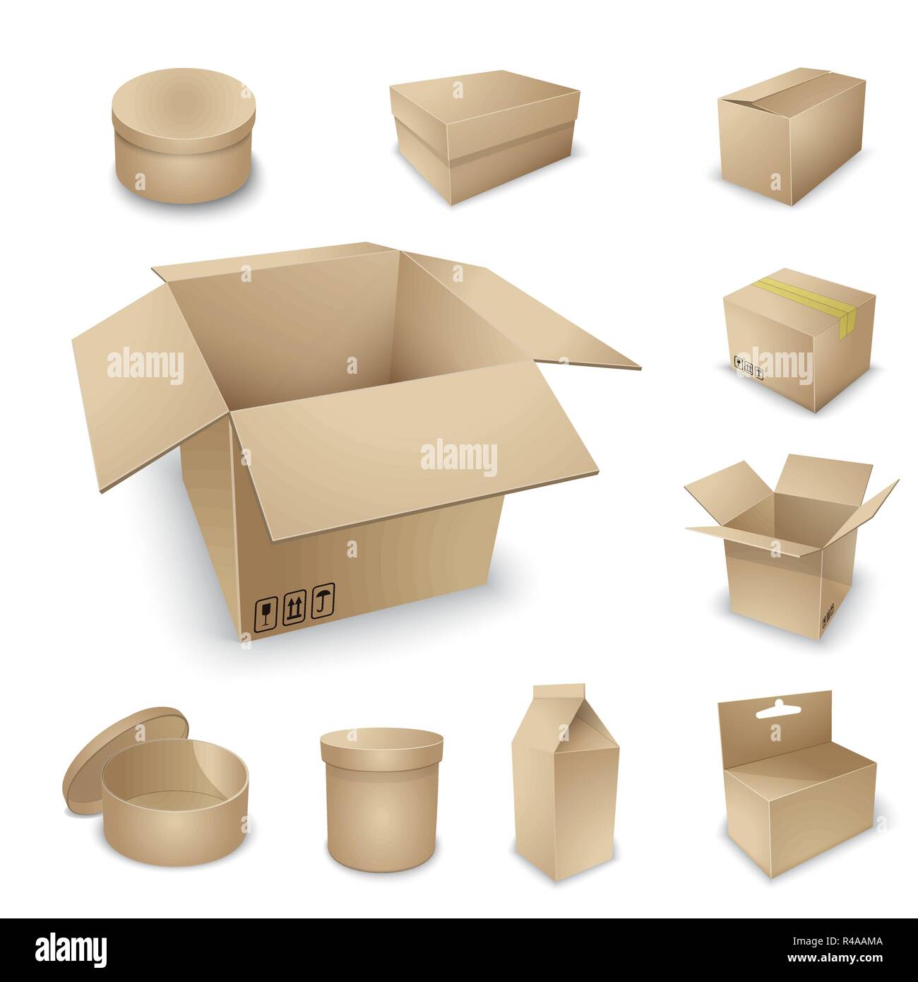 Cardboard box set Stock Vector Image & Art - Alamy