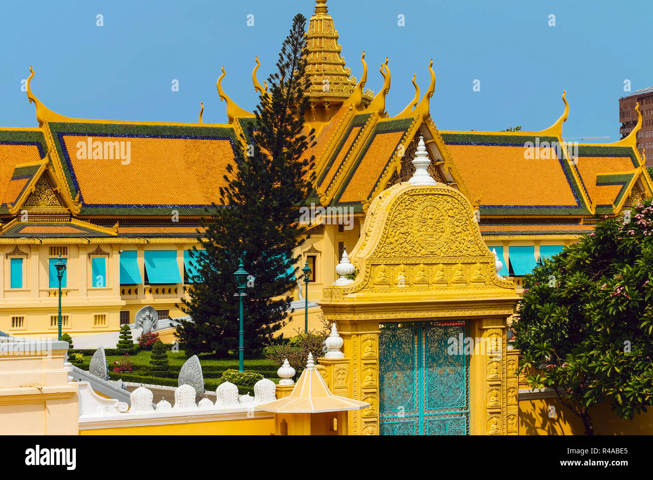 The Khemarin Palace, a home of the King beyond a wall that stops public ...