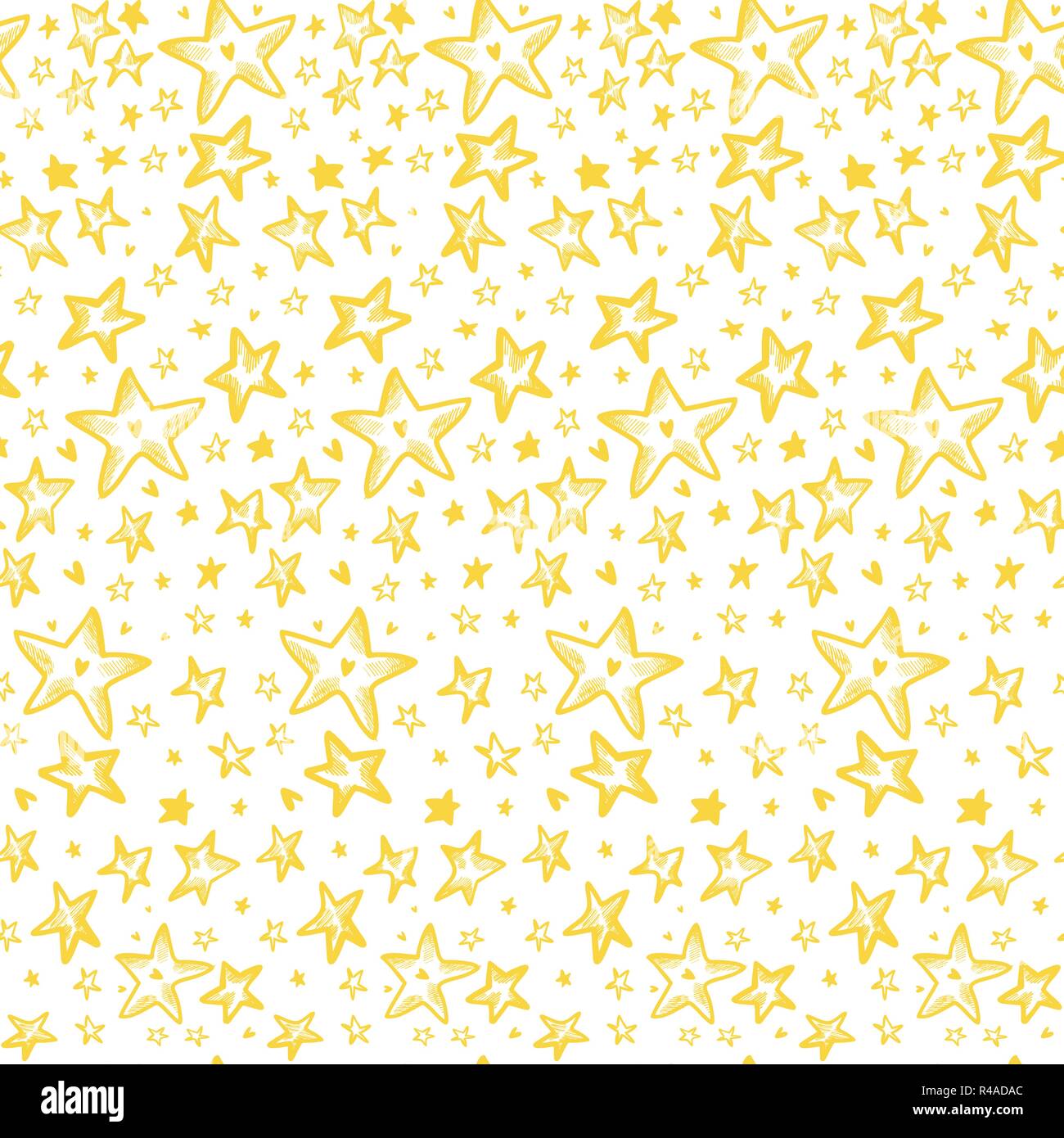 Christmas hand drawn pattern with different stars. Christmas background ...